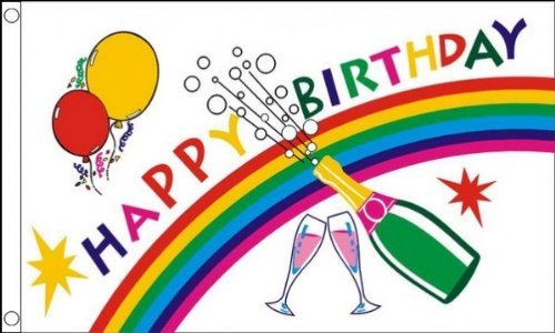 Happy Birthday Flag Eyelets for Flag Pole 5FT X 3FT : Amazon.co.uk: Garden