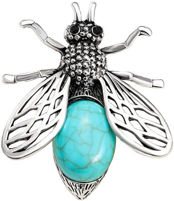 Amazon.com: Turquoise Bee Brooch Pin for Women Men Silver Plated ...