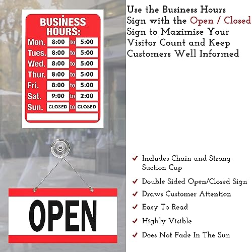 Snapklik.com : Open Closed Sign For Shop - Includes Opening Times Sign ...