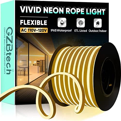 Amazon.com: GZBtech Flexible LED Neon Rope Lights 82FT,AC 110-120V ...