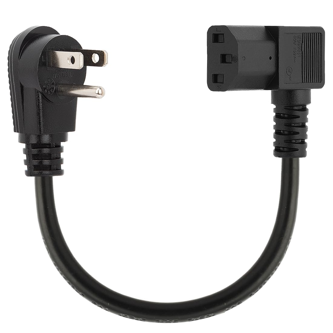 Amazon.com: Short 1-Foot Nema Right Angle 5-15P to IEC 320 C13 Left ...