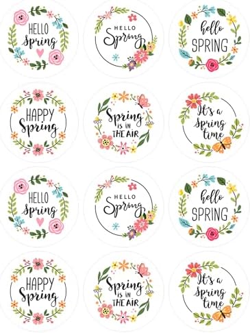 Amazon.com: Lucleag Hello Spring Stickers for Kids, Round Spring Flower ...