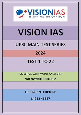 Buy Vision ias upsc main test series 2024 test 1to22 photocopy Book ...