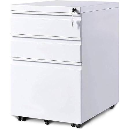 Amazon.com: INTERGREAT 3 Drawer Filing Cabinet with Lock, White File ...