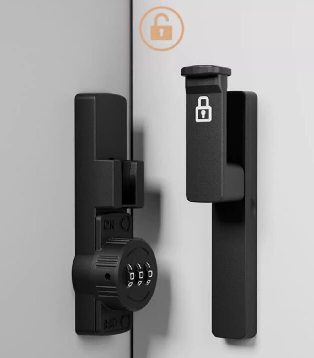 Snapklik.com : Black Password 90 Degree Lock Sliding Barn Door Latch ...