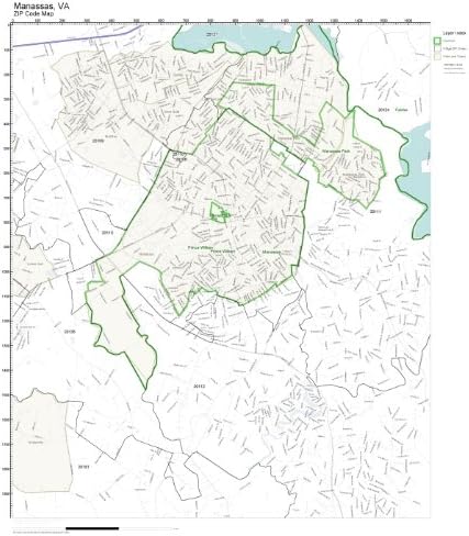 Amazon.com: Working Maps Zip Code Wall Map of Manassas, VA Zip Code Map ...