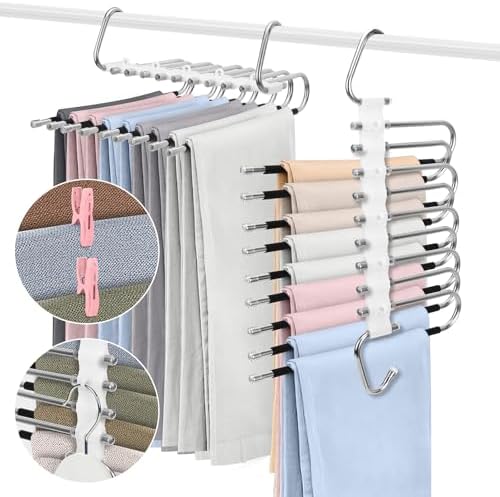 Amazon.com: Upgrade 6 Layers Pants Hangers Space Saving, 2 Pack ...