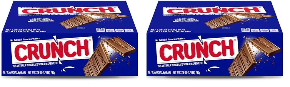 Amazon.com: CRUNCH Milk Chocolate and Crisped Rice, Full Size ...