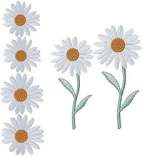 20pcs Daisy Flower Patch,Daisy Flower Embroidered Patches,Sew On Patches Daisy Flower Applique ...
