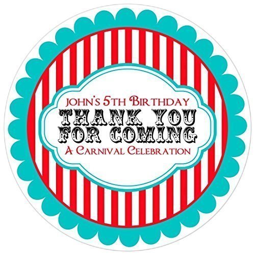 Amazon.com: 36 Carnival Stickers, Personalized Circus Stickers, Teal ...