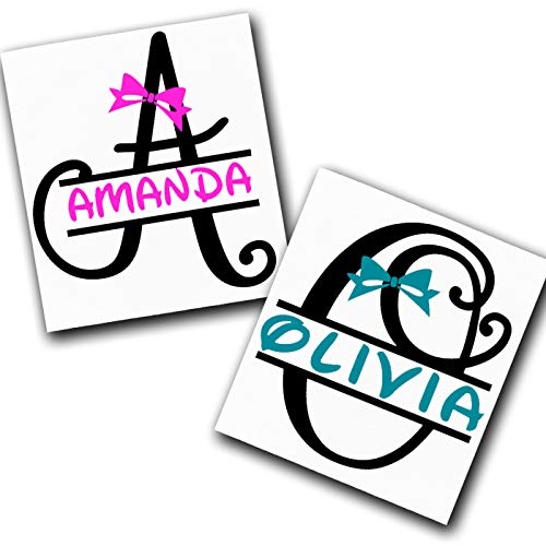 Amazon.com: Jandy Split Letter Monogram Vinyl Decal, Personalized Girly ...