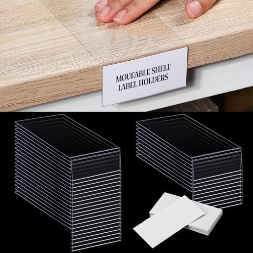 Amazon.com : Containlol 30 Pcs Moveable Shelf Label Holders Clear ...