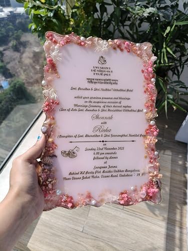 Elegant Handmade Resin Wedding Invitation Card – A4 Size | Customizable ...