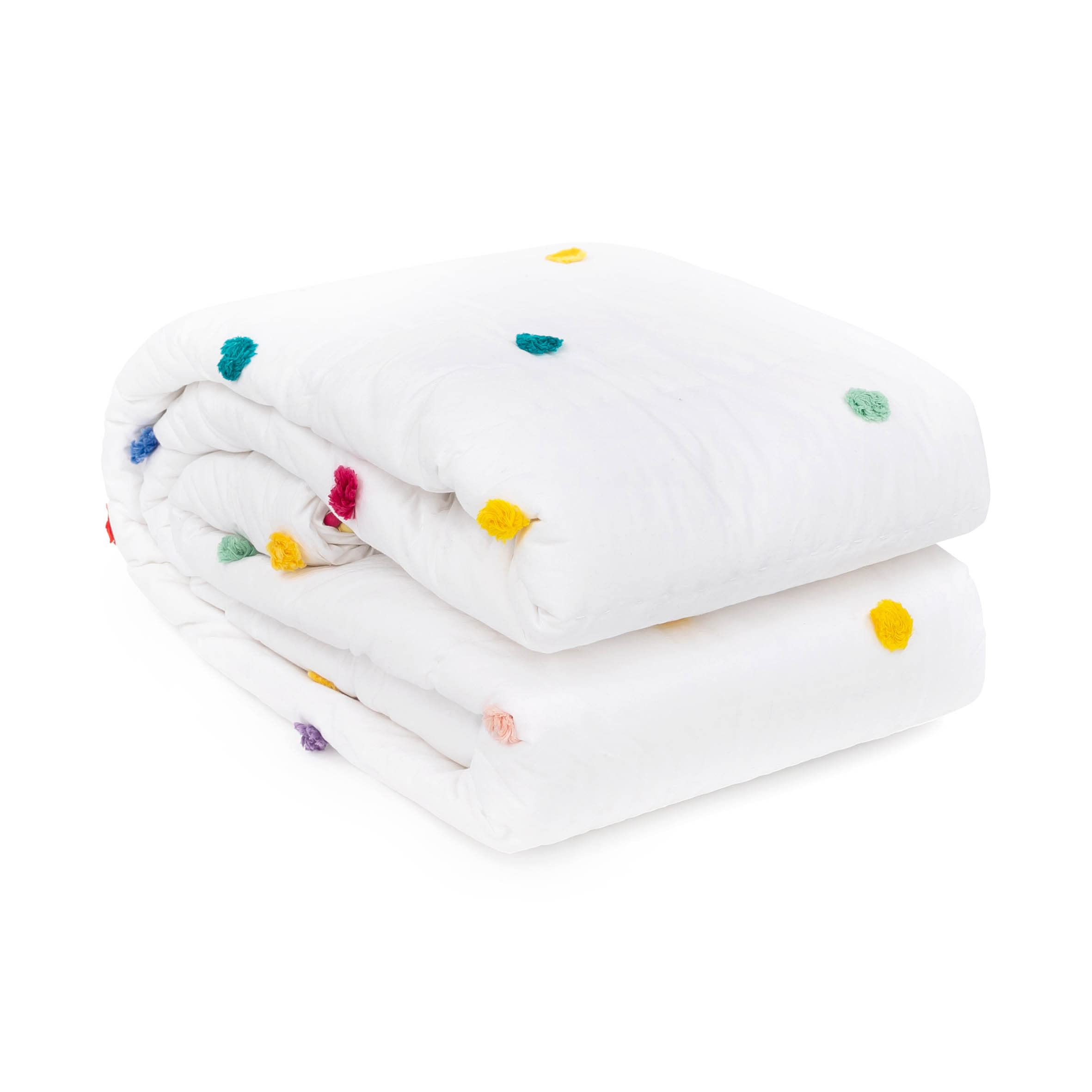 Saturday Park Rainbow Tufts Full/Queen Quilt - 100% Cotton Blanket ...