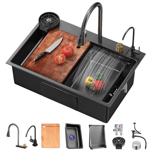 Nano 304-Grade Kitchen Sink With Integrated Waterfall,, 41% OFF