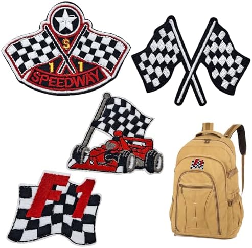 Amazon.com: 4 Pack Checkered Racing Flag Patches, Flag Embroidery Iron ...