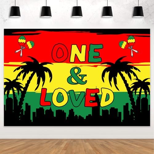 Amazon.com : Reggae Birthday Backdrop One and Loved Reggae First ...