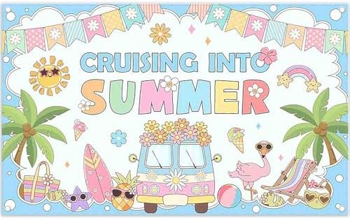 Amazon.com : ZTHMOE Fabric 72x43inch Cruising Into Summer Vacation ...