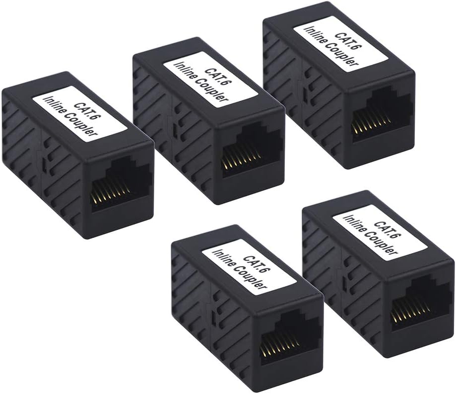 VCE RJ45 Coupler, Cat6 Ethernet Cable Connector Female to Female 5 Pack ...