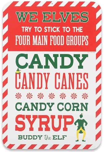 Amazon.com: Elf Movie Food Groups Metal Wall Decor - Fun Elf Movie Sign ...