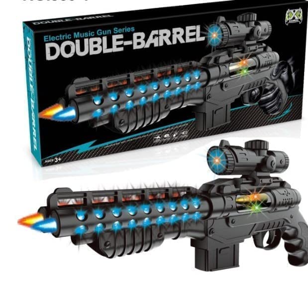 Toysgenix Black Toy Gun with Musical -Double Barrel, Gun Electric ..Gun ...