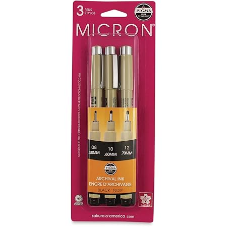 Amazon.com : Sakura Pigma Micron Pens - Set of 3, Black 08, 10, 12 ...