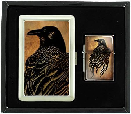 Amazon.com: Raven Cigarette Case and Flip Top Oil Lighter Set : Health ...