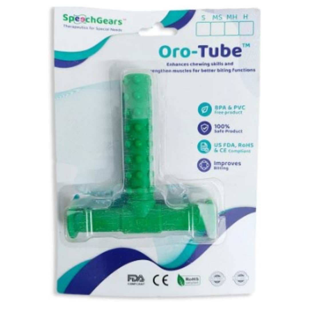 SPEECHGEARS Oro-Tube Green Dotted, A chewing tube for Speech Feeding ...