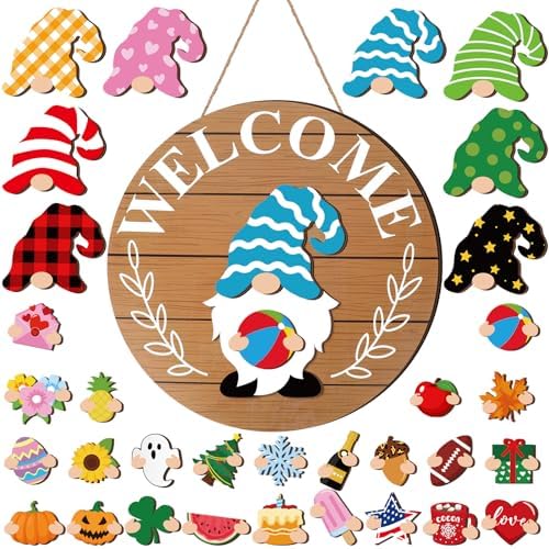 Amazon.com: Purpeak Interchangeable Gnomes Wooden Sign 4th of July ...