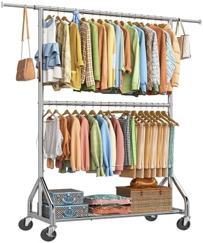 Amazon.com: Simple Trending Heavy Duty Clothes Rack, Double Rod ...