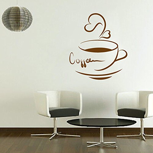 Amazon.com: Wall Window Decal Sticker Coffee Cup Beans Kitchen ...