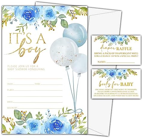 Amazon.com : YSTEP 25 Set Baby Shower Invitations with Envelopes Diaper ...