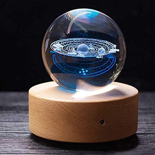 Amazon.com: 3D Solar System Crystal Ball with Wood Base, Engraved ...