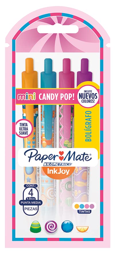 Caneta Paper Mate InkJoy Candy Pop RT mini - Pouch c/4 Sortida | Amazon ...