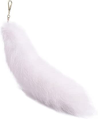 Generic Faux Fluffy Fur Wolf Tail Keychain Black Red Purple Fox Tail ...