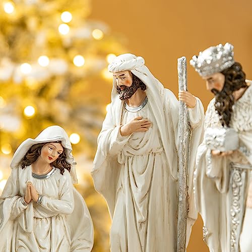 Snapklik.com : 6Pcs Ivory Nativity Set For Christmas Indoor Nacimientos ...