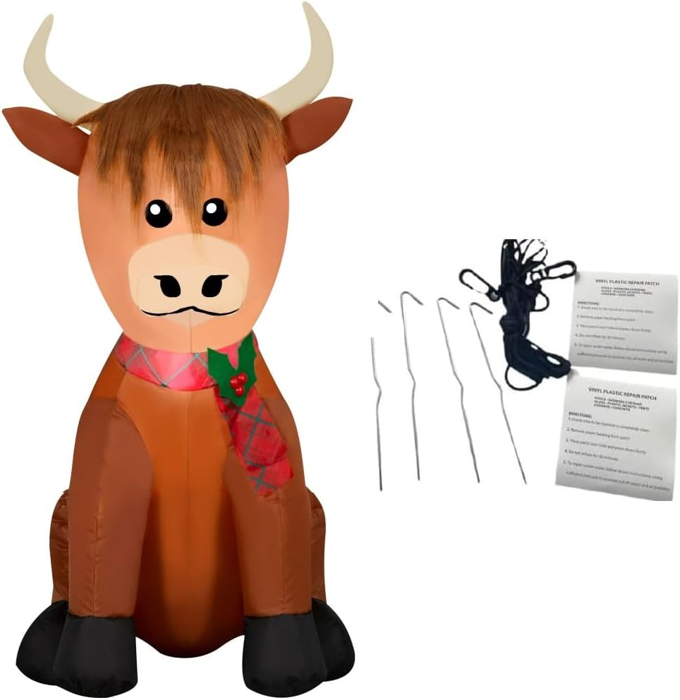 Amazon.com: Christmas Inflatable Highlander Cow 3.5 Foot LED Lighted ...