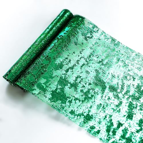 Snowkingdom 2 Pcs Green Table Runner, Sequin Glitter Metallic Green ...