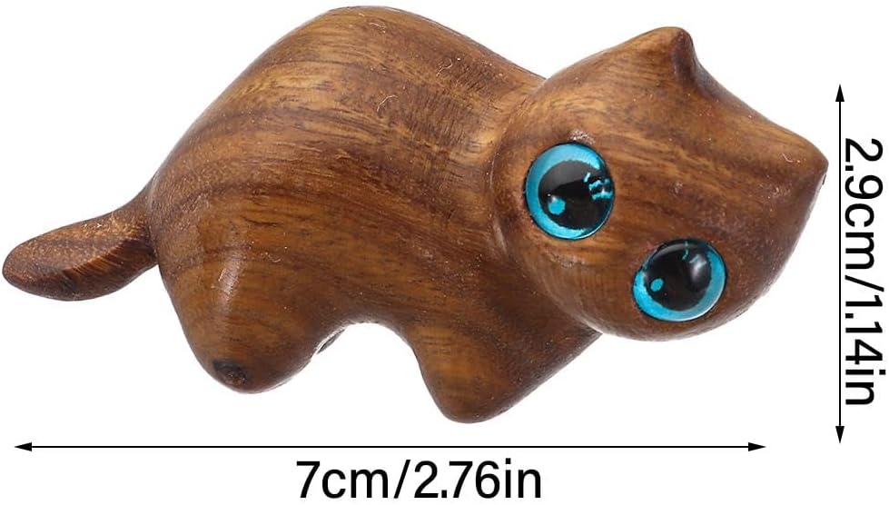Gato tallado en madera hecho a mano, gatito tallado a mano, estatua de ...