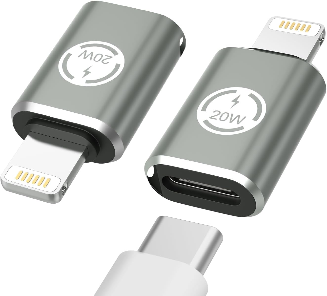 Lot de 3 adaptateurs USB C femelle vers Lightning mâle 27 W - Port de charge de type C - Câble ...