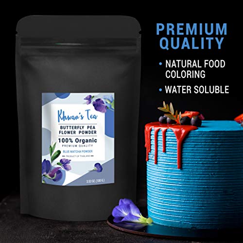 KHWAN'S TEA Butterfly Pea Flower Powder Premium Quality Blue Matcha ...