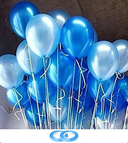 AMFIN® 10 Inch (Pack of 50) Metallic Balloons Light Blue & Blue for ...
