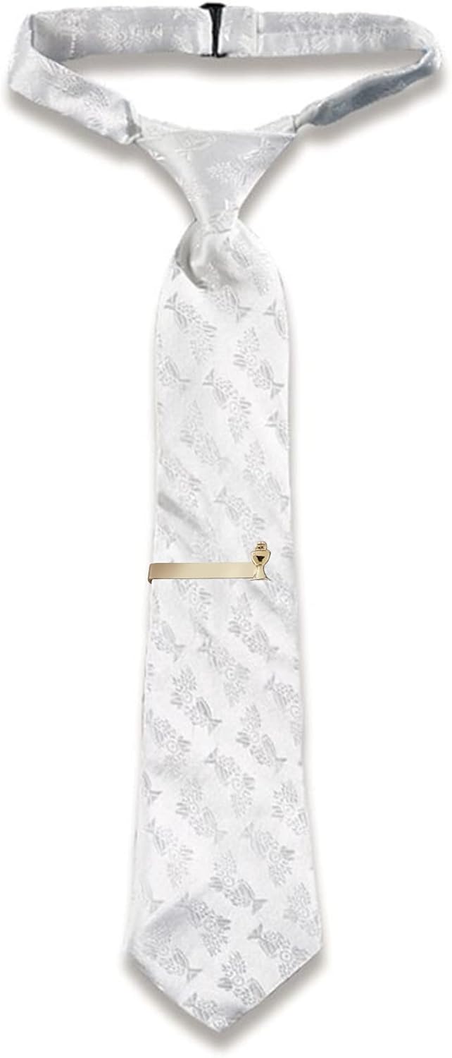 Amazon.com: Needzo - First Communion Tie with Clip for Boys, White ...