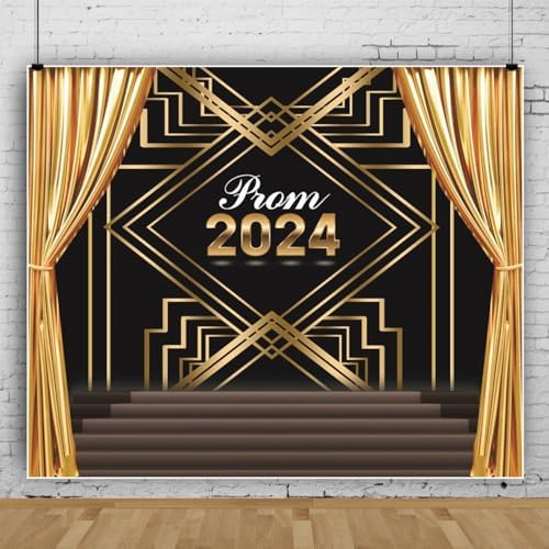 Amazon.com : Prom 2024 Graduation Backdrop Black and Golden Class of ...