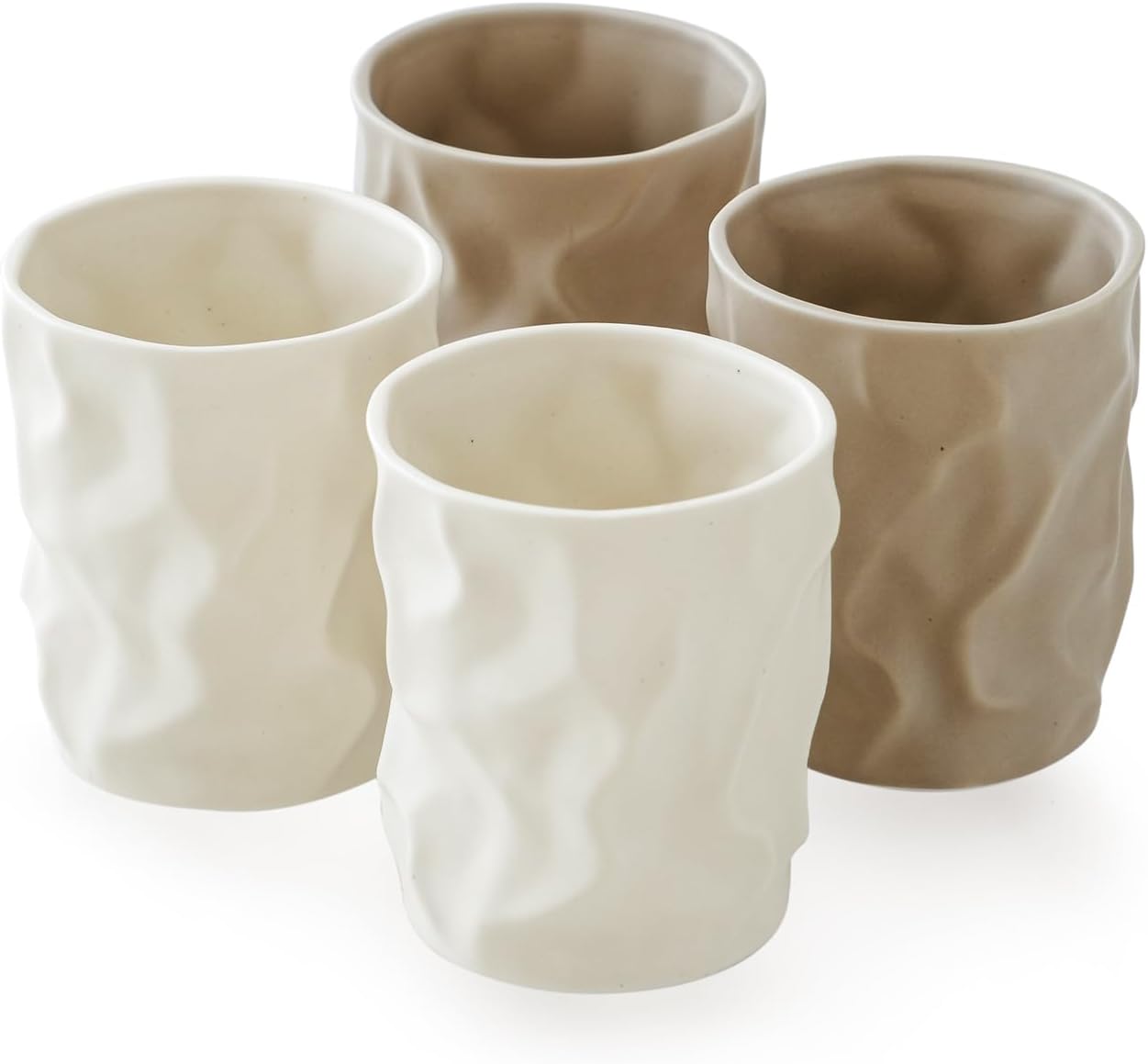 Amazon.com | WENSHUO Crinkle Paper Shape Irregular Cup Set of 4 ...