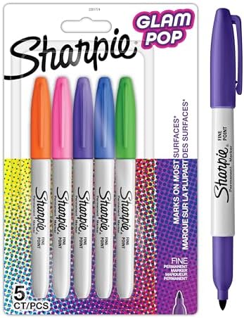 Amazon.com : Sharpie Glam Pop Permanent Markers | Fine Point for Bold ...
