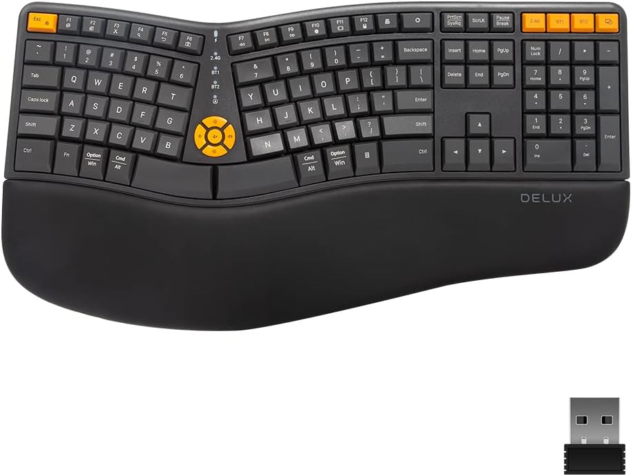 Amazon.com: DeLUX Wireless Ergonomic Keyboard - Ergo Split Keyboard ...