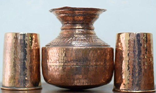 Buy Handcrafted set of Copper Gagar with 2 Glasses Online at Low Prices ...