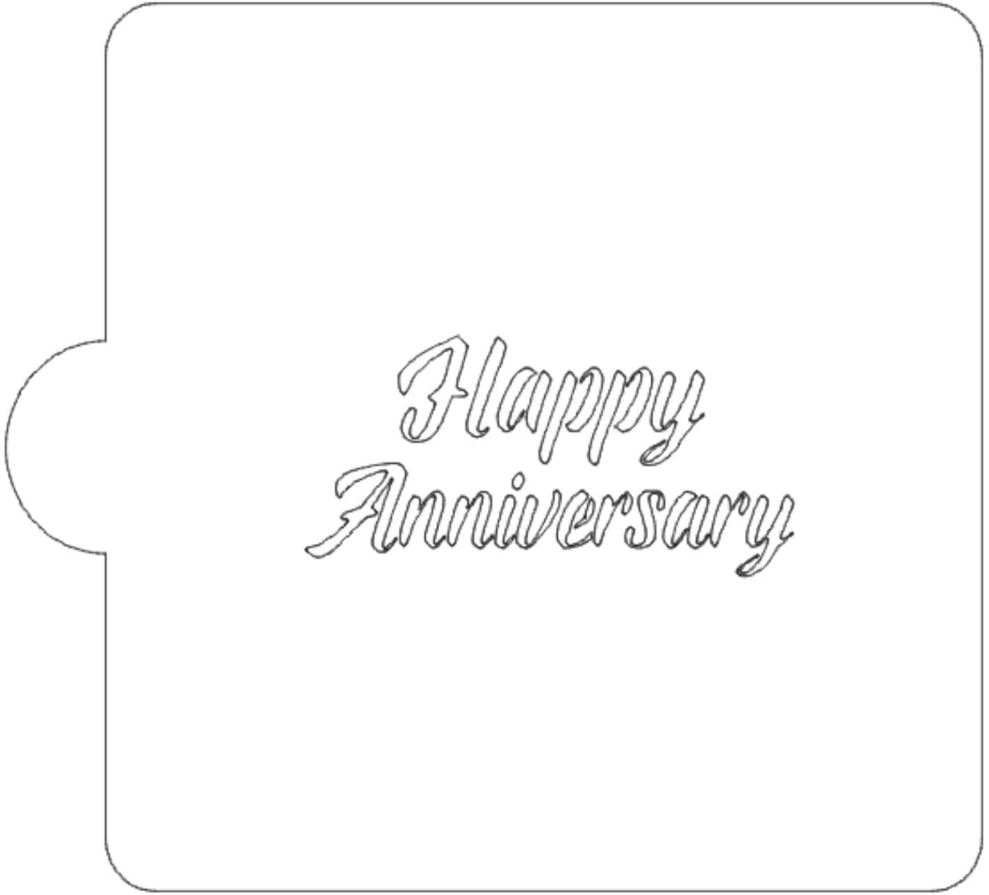 Amazon.com: Happy Anniversary Italic Font Stencil for Cookie OR Cake ...