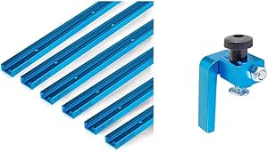 POWERTEC 71158-P3, 6 Pack, 48 Inch Double-Cut Profile Universal T-Track & 71367 3-Inch Fence ...